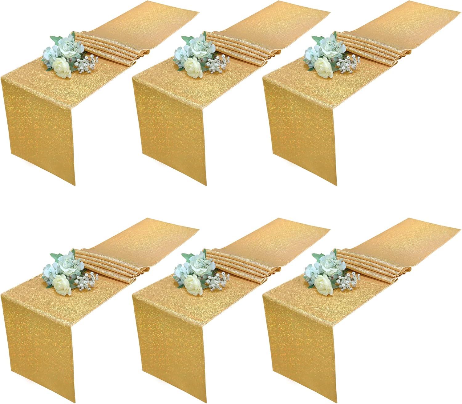 Gold Sequin Table Runners, Pack of 6-12 X 108 Inch - Sparkle and Glitter Fabric Decorations for ...