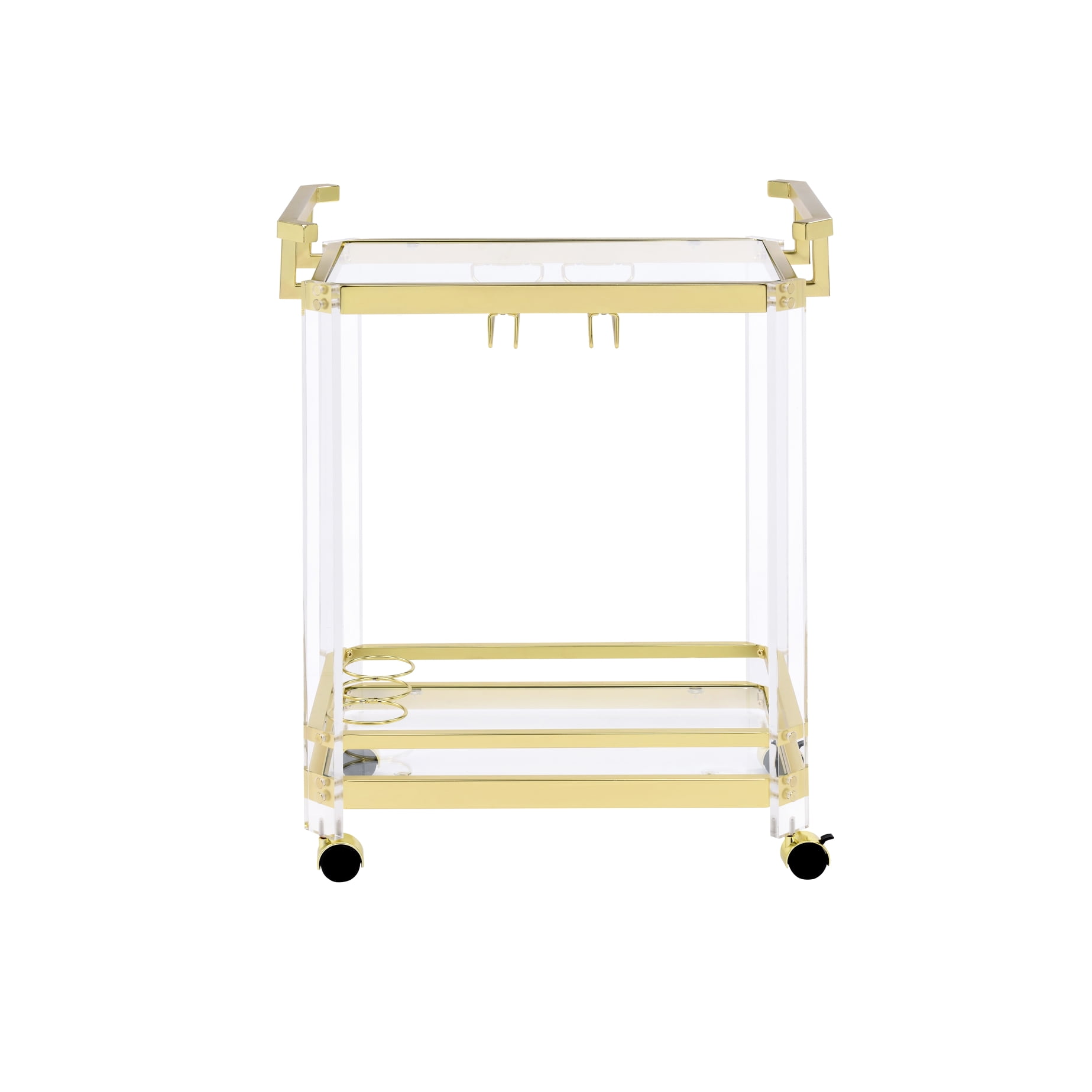 Gold Server Cart With - Acrylic, Tempered Glass Build, Stemware ...