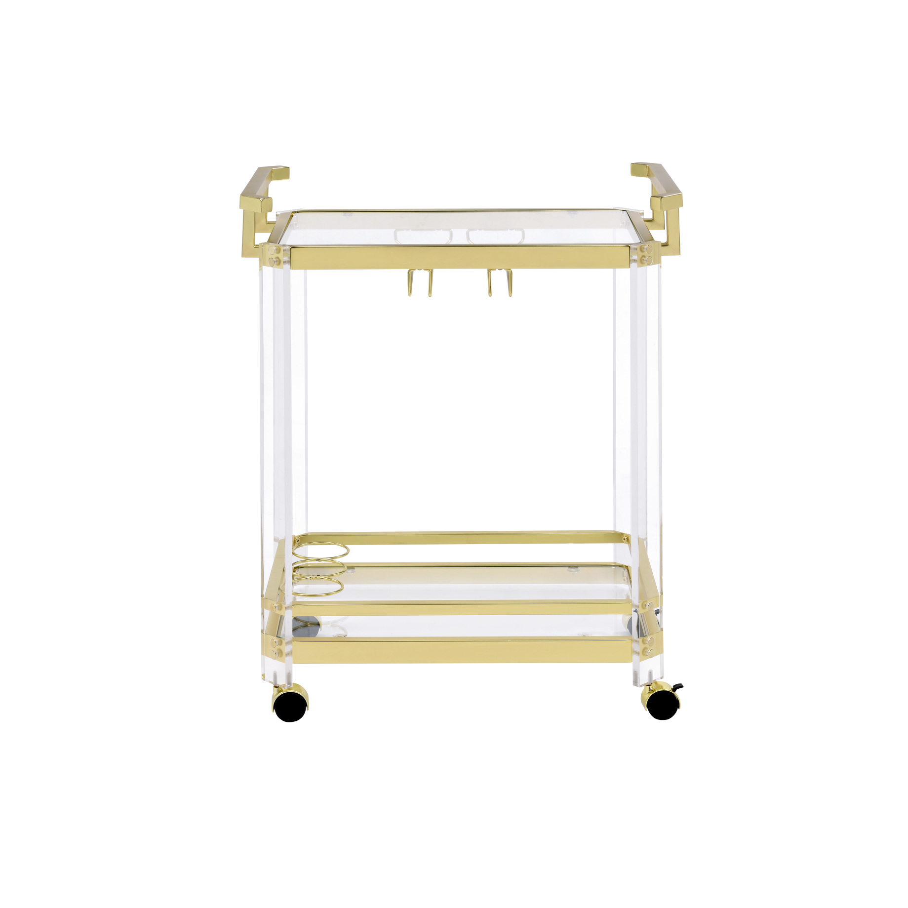 Gold Server Cart With Moveable - Acrylic, Tempered Glass, Stemware ...