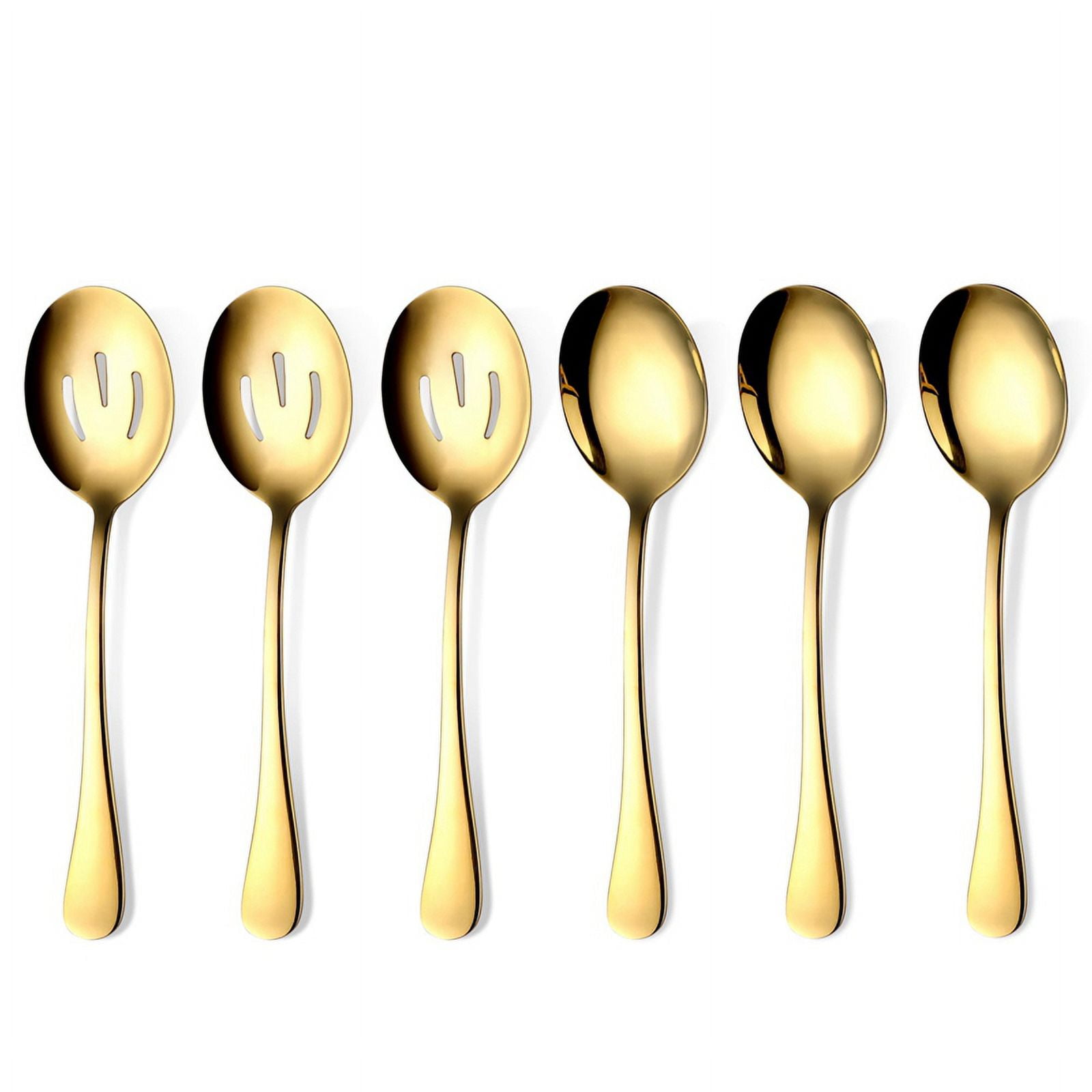 Gold Serving Spoons 6 Pieces, Stainless Steel Serving Utensils with ...