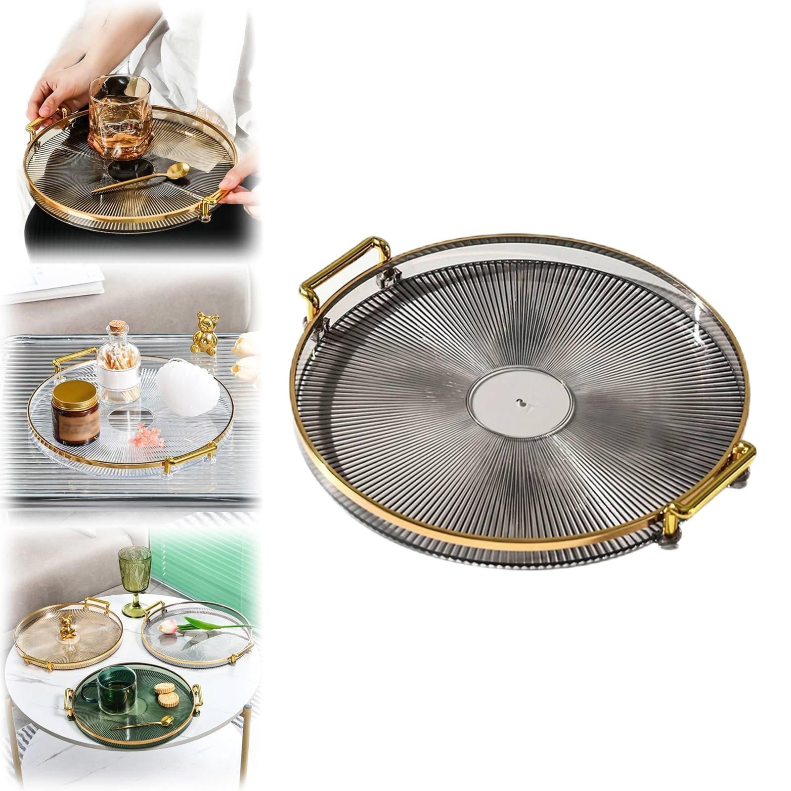Gold Serving Tray with Handles - Multifunctional Decorative Tray for ...