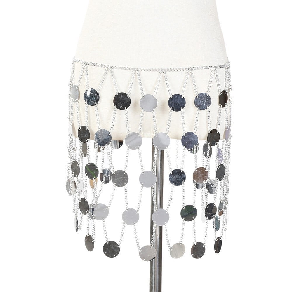 Gold Sexy Circle Sequins Body Chains Hip Skirts Tassel Waist Chains ...