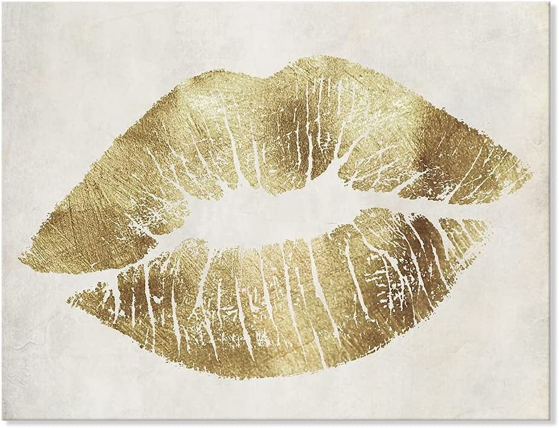 Gold Sexy Lips Wall Art Fashion Decor Vintage Lips Print Stretched ...