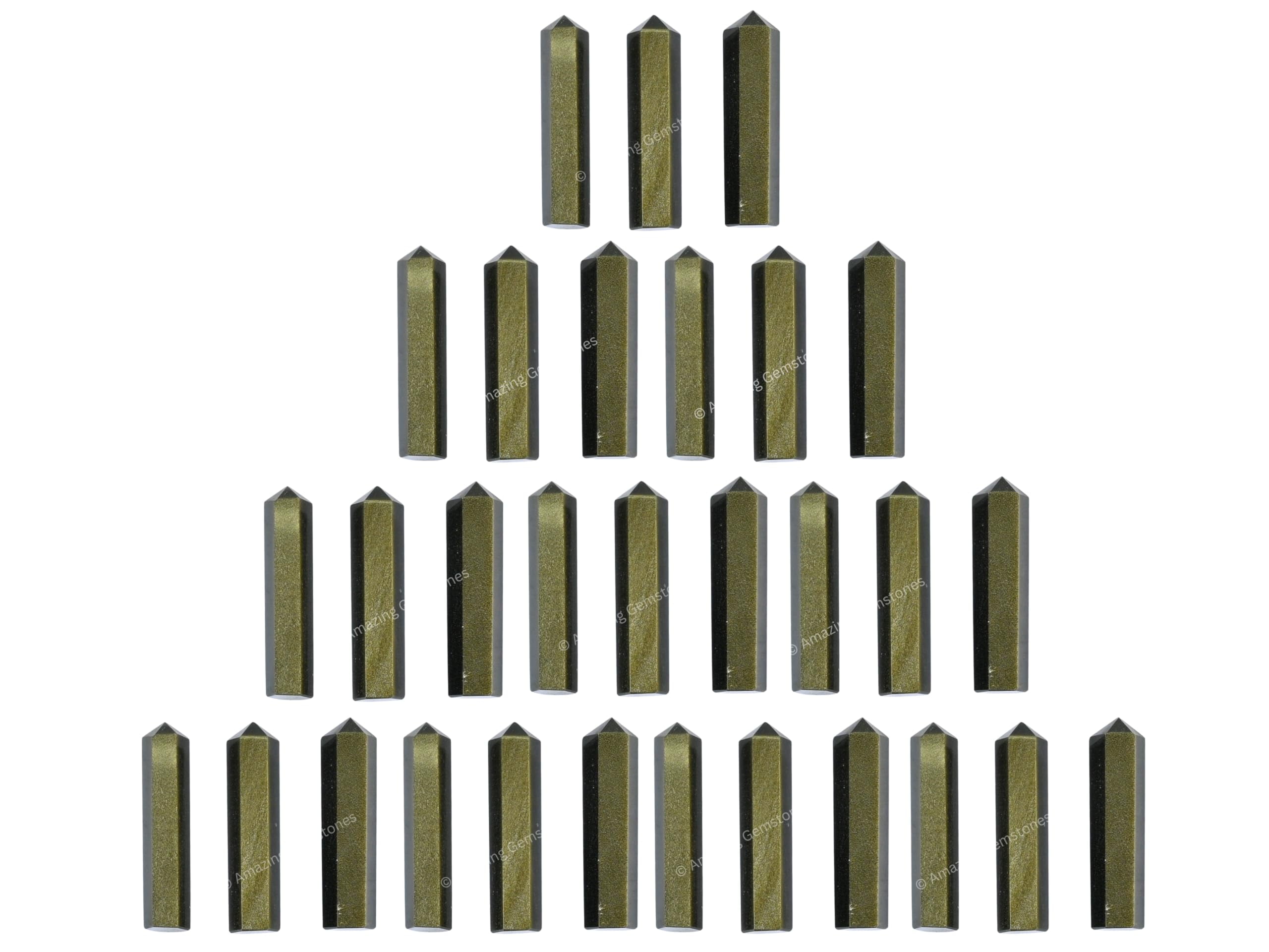 Gold Sheen Obsidian Crystal Points Bulk 3 Pcs, Hexagonal Healing Point ...