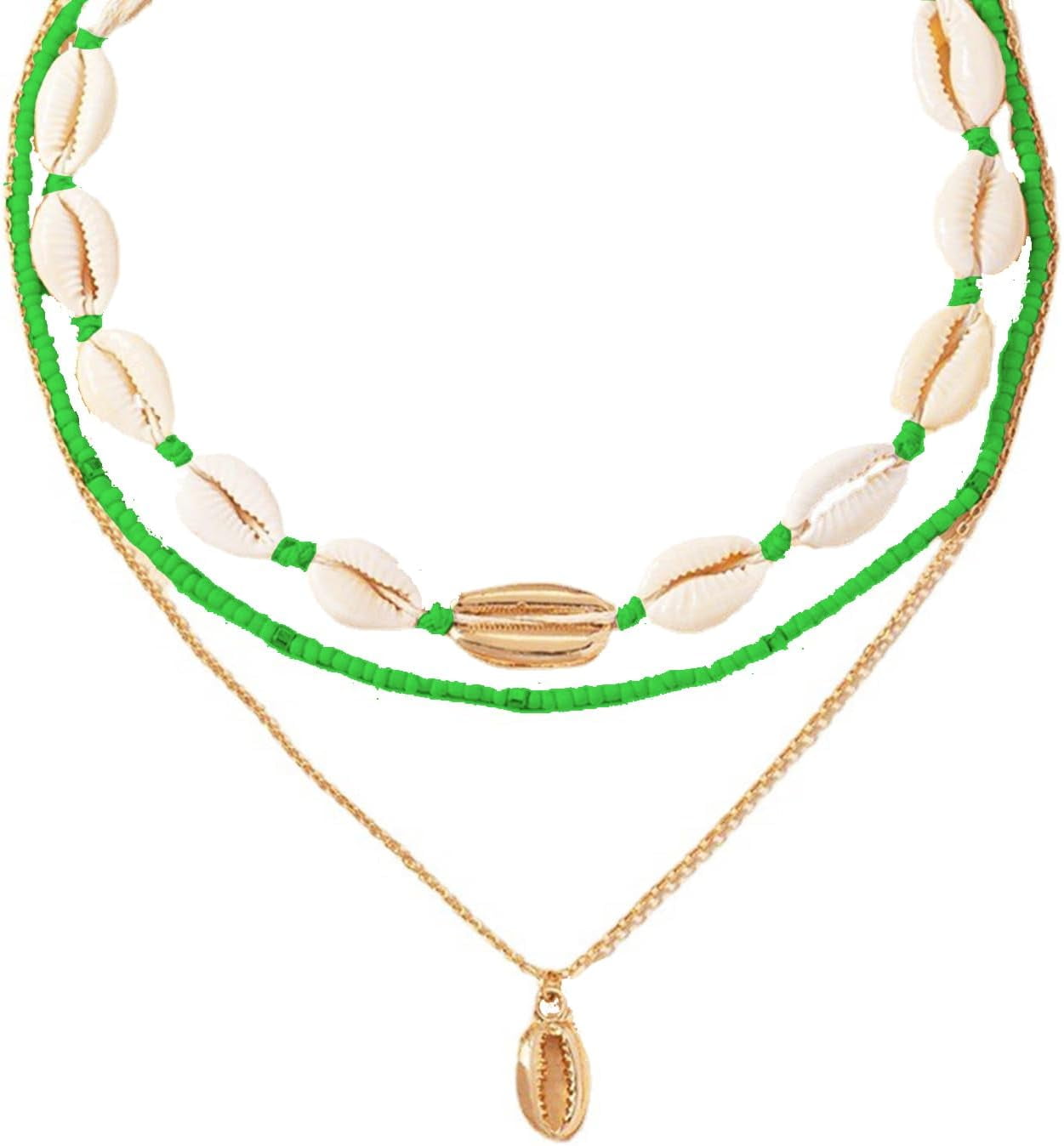 Gold Shell Necklace for Women Boho Seashell Choker Necklace Layered ...