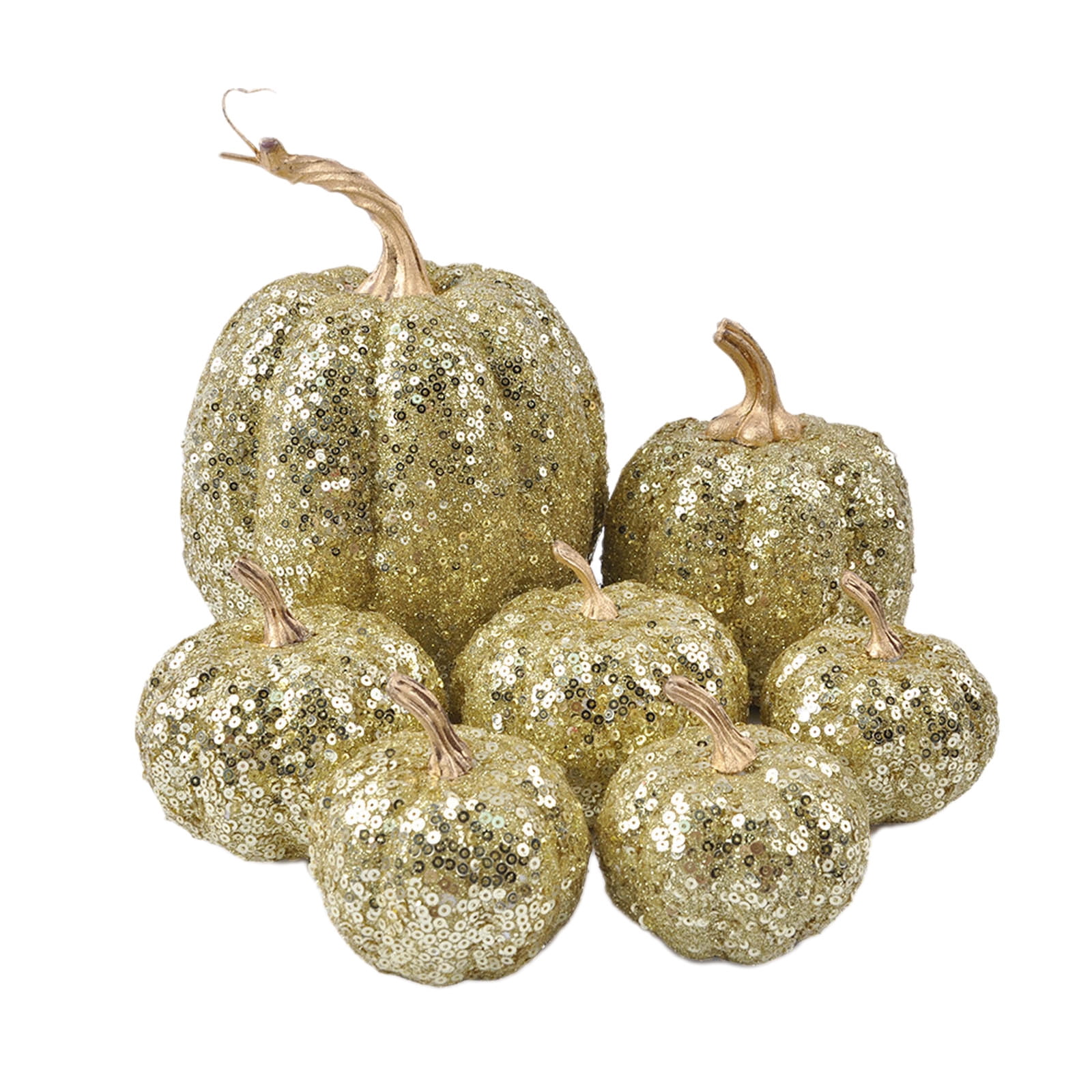 Gold Shimmer Pumpkin Decor Set Metallic Finish Fall Table Ornament ...