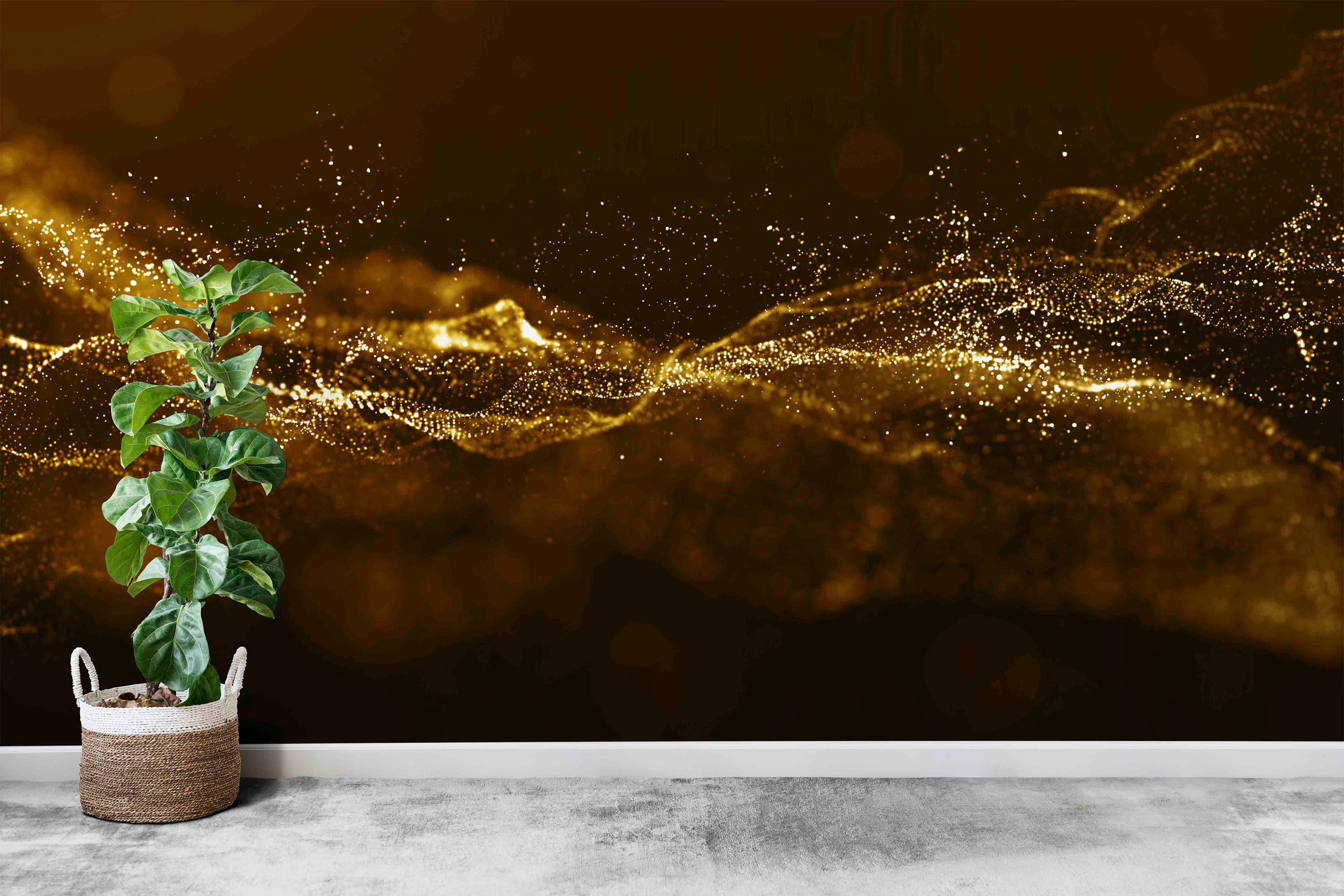 Gold Shimmery Wall Art, Trendy Wall Mural, 3d Wallpaper, Paper Wall Art ...