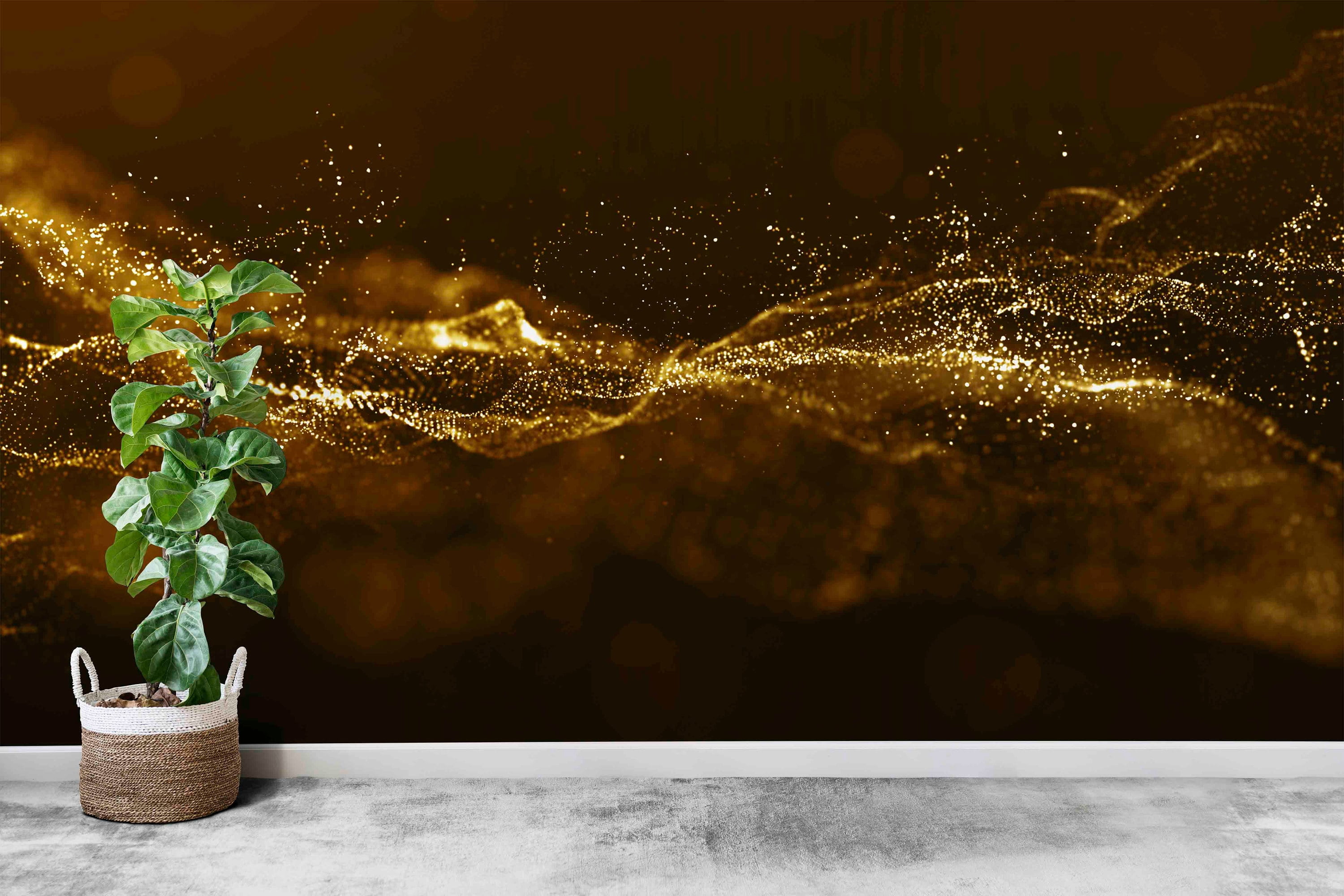 Gold Shimmery Wall Art, Trendy Wall Mural, 3d Wallpaper, Paper Wall Art ...