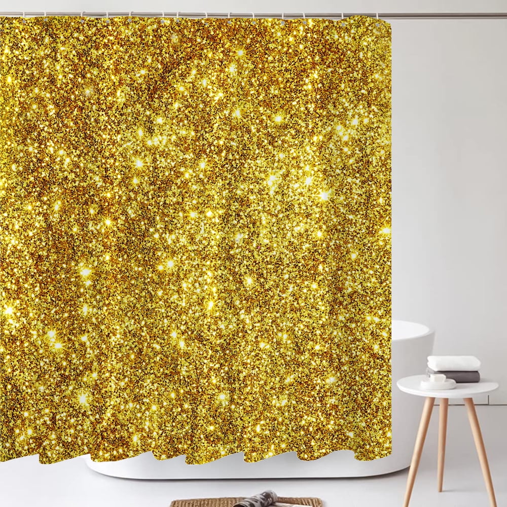 Gold Shiny Pattern Shower Curtains for Bathroom Abstract Golden Modern ...
