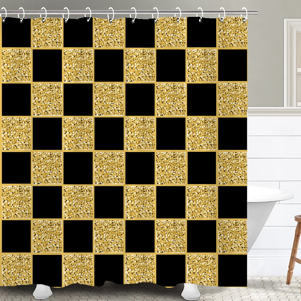 Gold Shiny Pattern Shower Curtains for Bathroom Abstract Golden Modern ...