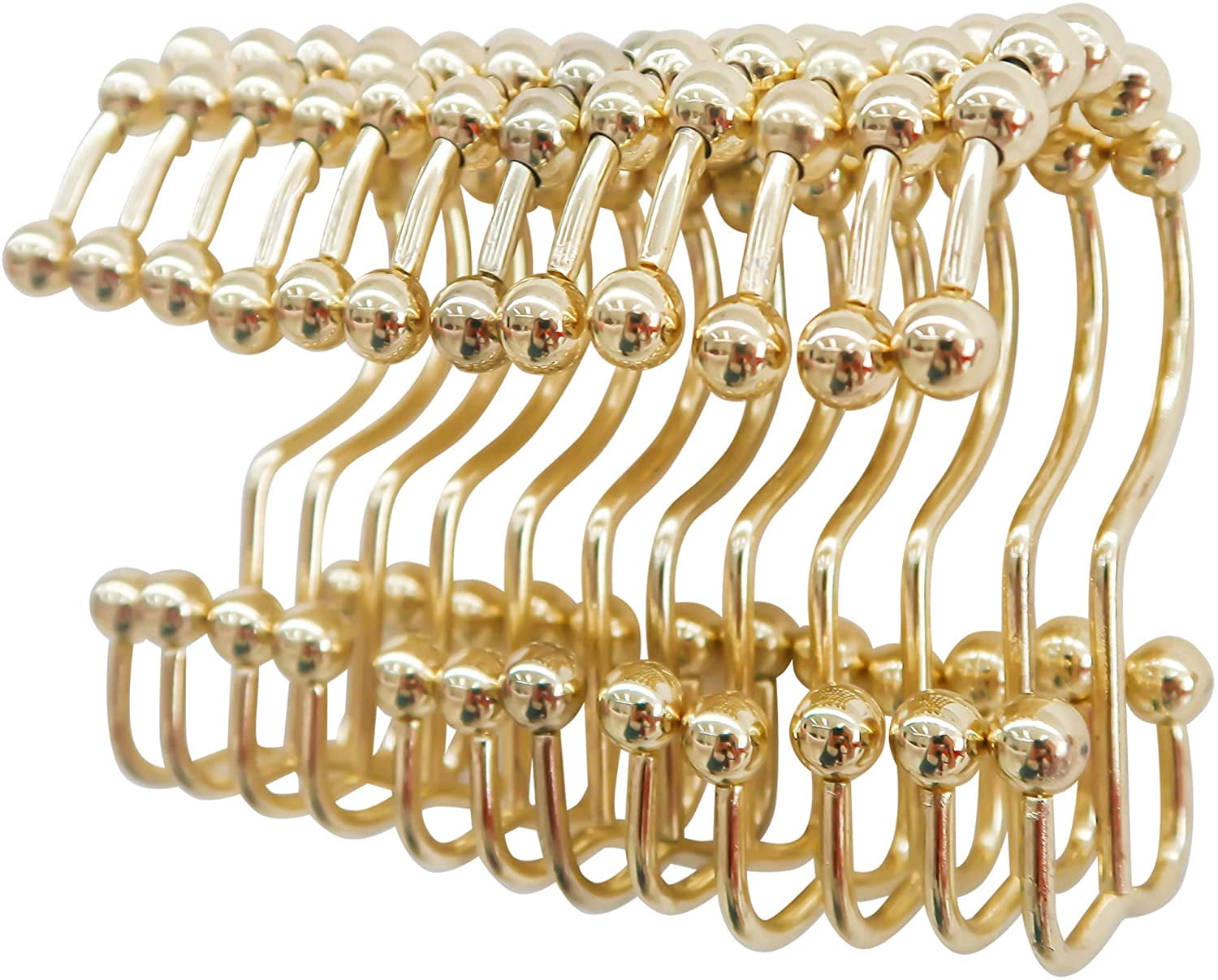 Gold Shower Curtain Hooks Double Sided Shower Curtain Rings Rust Proof ...