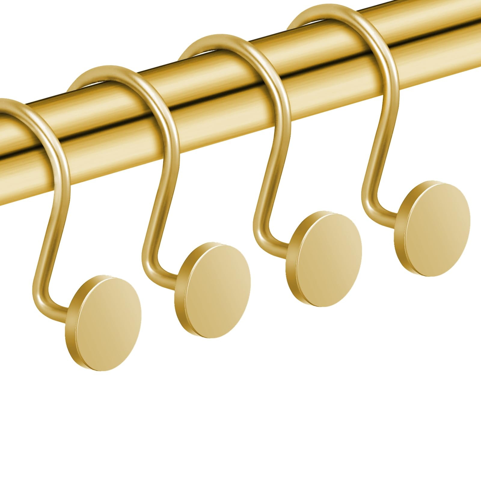 Gold Shower Curtain Hooks Set of 12, Rustproof Metal Rings for Bathroom ...