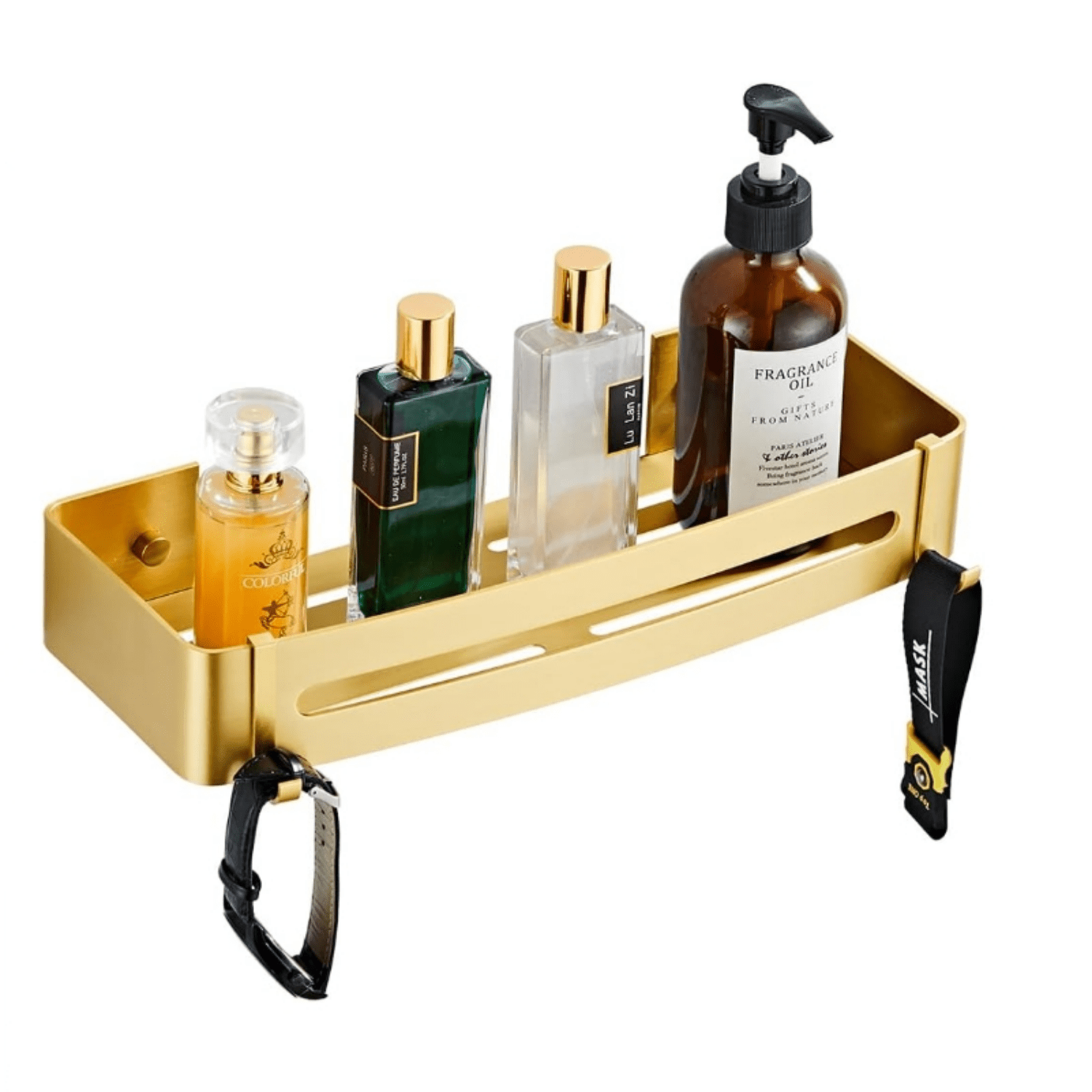 Gold Shower Shelf Adhesive or Drilling Shower Caddy Bathroom Cosmetics ...