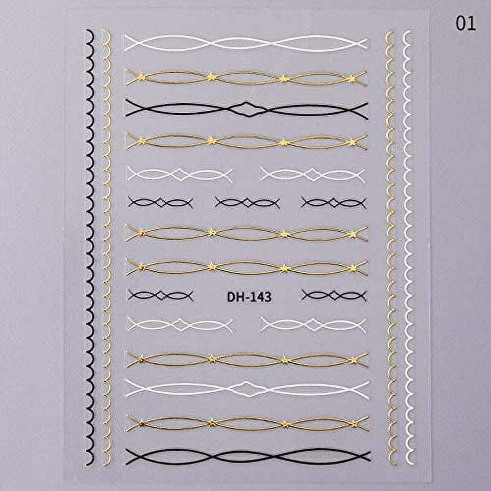 Gold Silver 3d Nail Sticker Curve Stripe Lines Nails Stickers Gradient