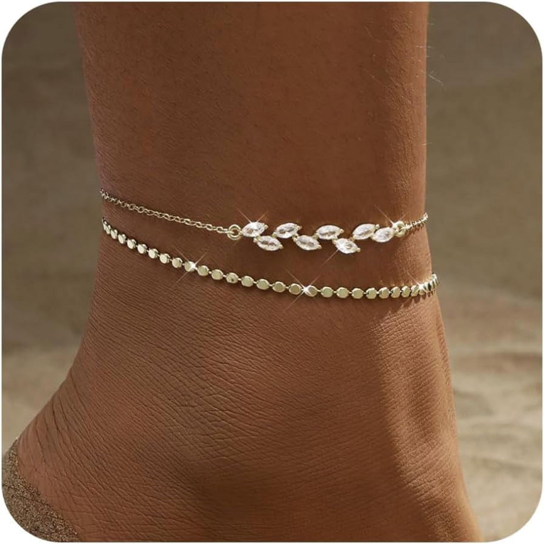 Gold/Silver Ankle Bracelets for Women,14K Gold Plated Anklets for Women ...