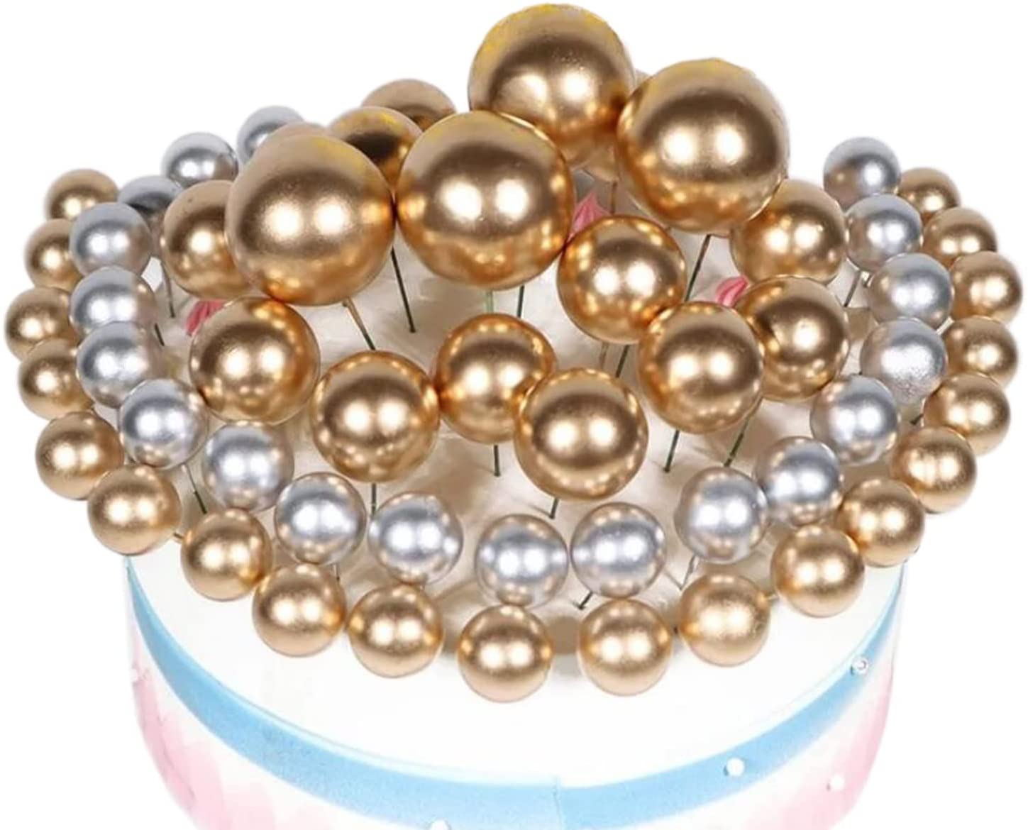 Gold Silver Balls Shaped Paper Jam DIY Cake Insert Topper Card Gift Cup ...