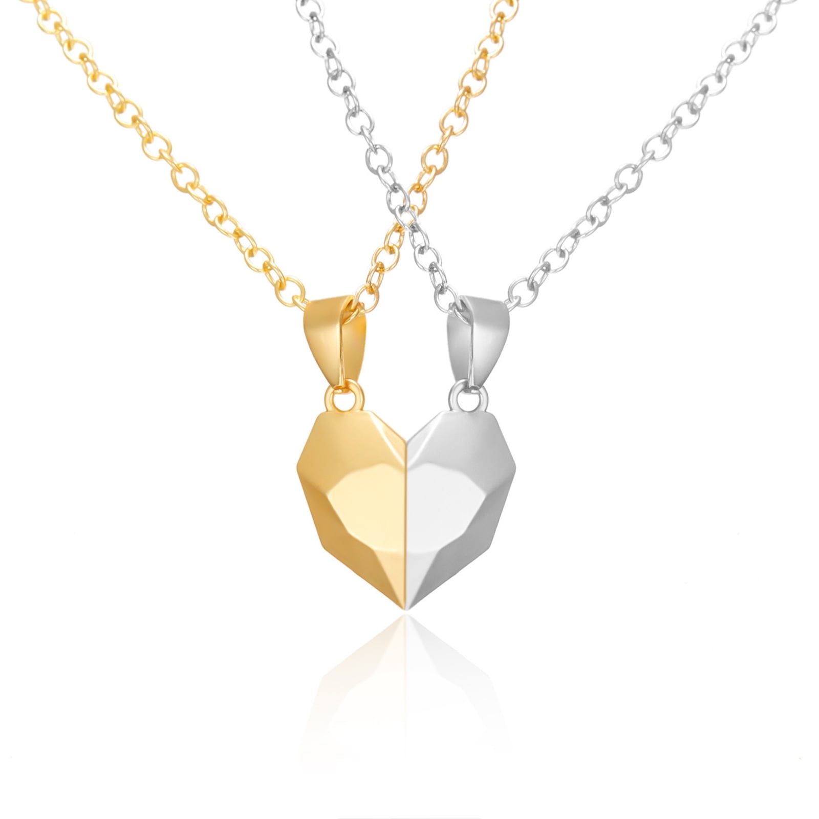 Gold Silver Black Heart Pendant Couple Magnetic Chain Heart Pendant ...