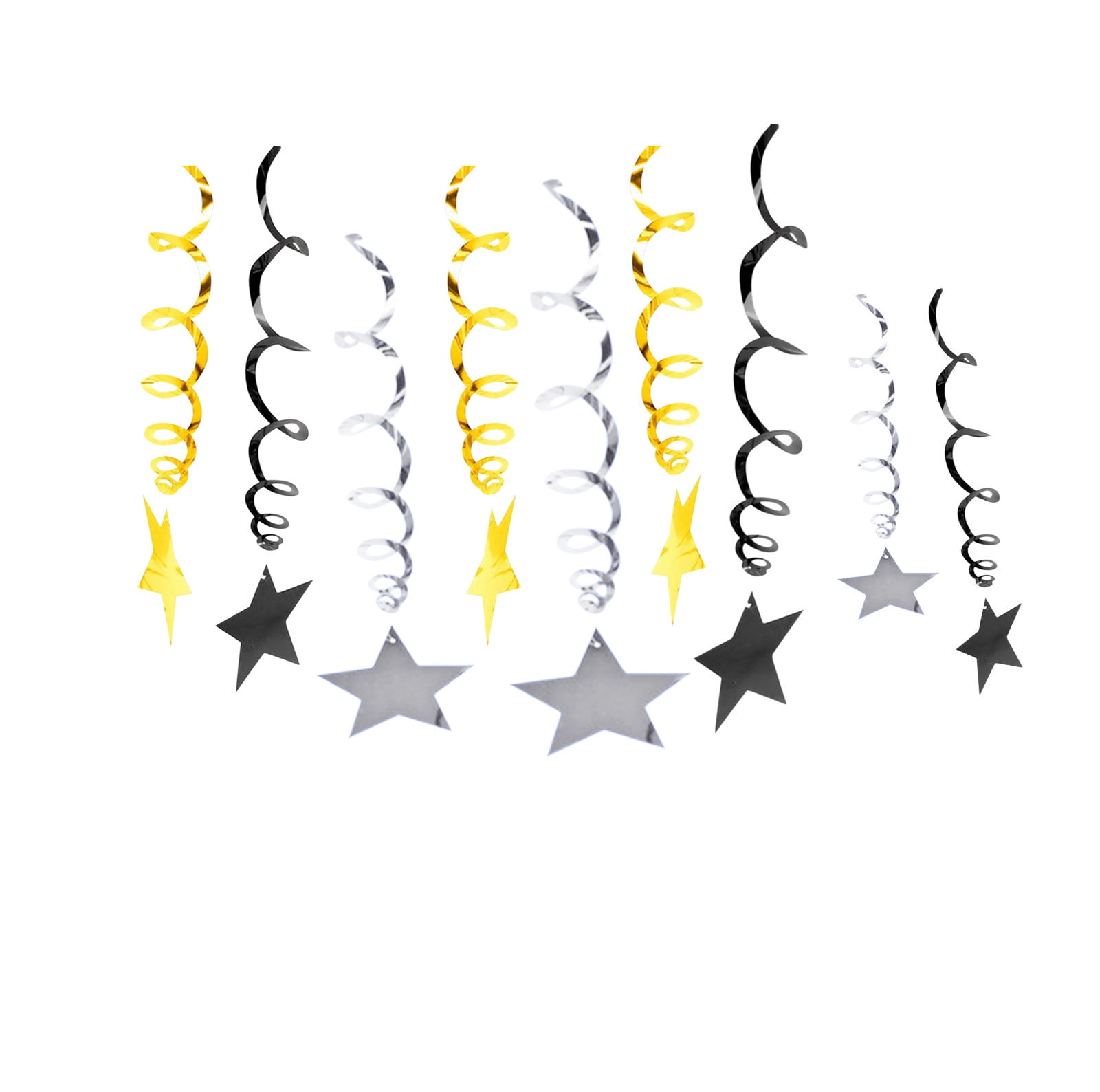 Gold Silver Black/Red Blue Silver Star Hanging Swirl Decorations Stars ...