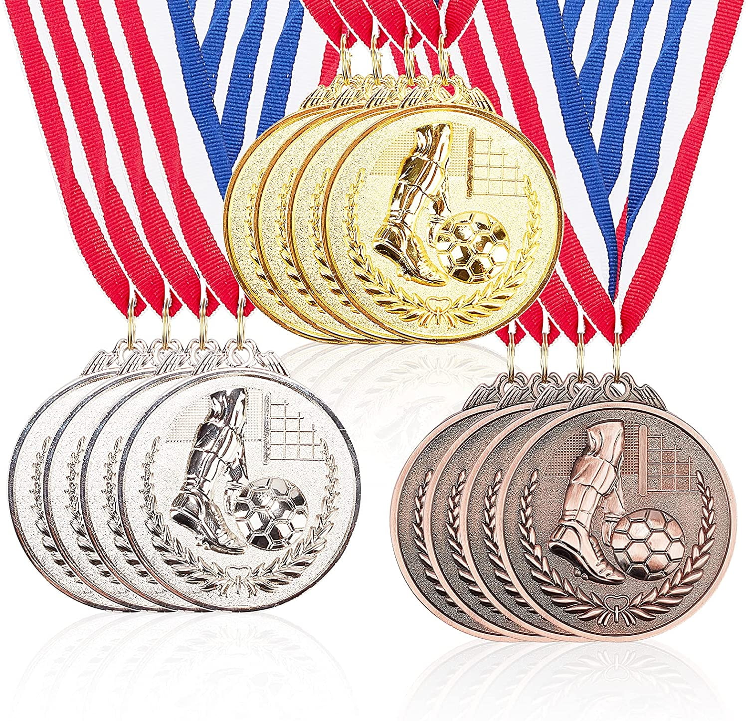 Gold Silver Bronze Soccer Medals 12 Pcs 3 Colors Soccer Medal Sports ...