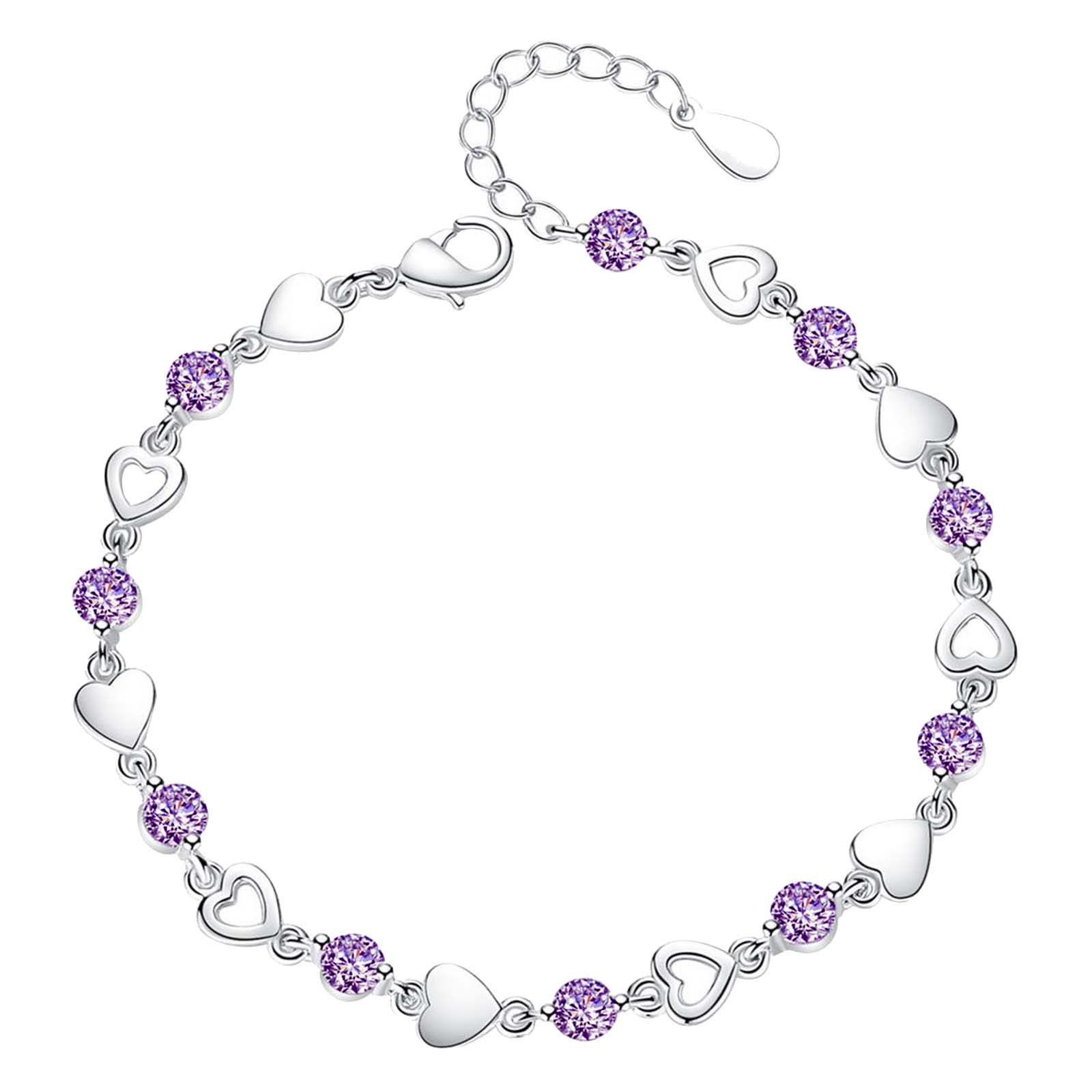 Gold/Silver Chunky Bracelet for Women Trendy Heart Charm Bracelet 925 Sterling Silver Fashion ...