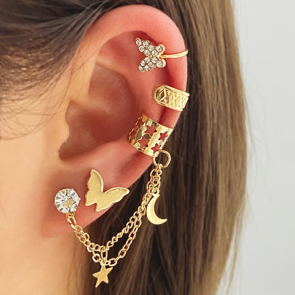 Gold Silver Color Leaves Clip Earrings for Women Creative Simple C ...
