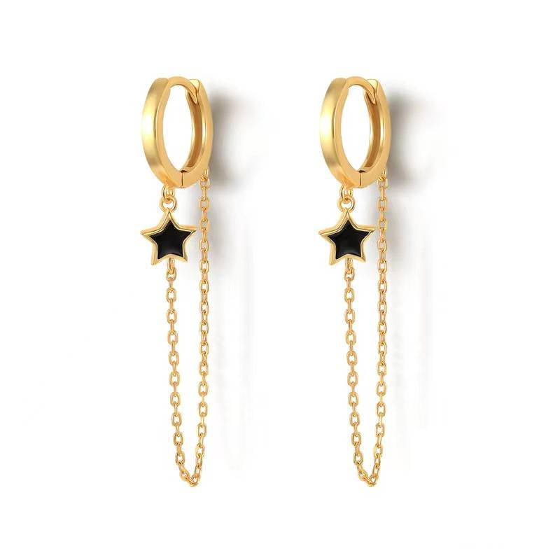 Gold Silver Color Plated Double Hole Link Chain Circle Hoop Earrings ...