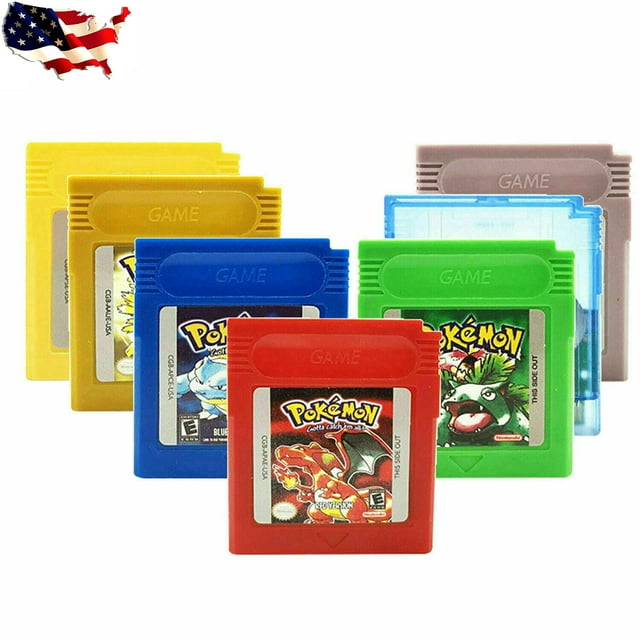 Gold Silver Crystal Red Yellow Blue Green Game Card For Gameboy GBA ...