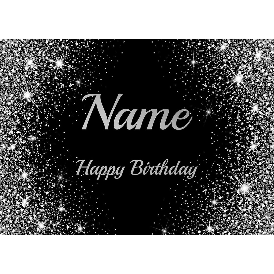 Gold Silver Glitter Birthday Banner Customize Background Custom Name ...