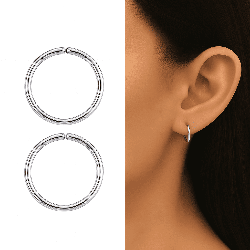 Silver Hoop Earrings Cartilage Nose Septum Ear Helix Tragus Piercing ...