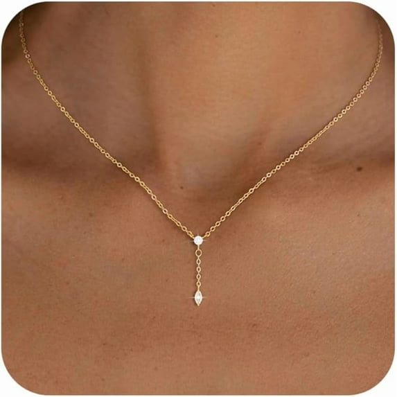 Gold/Silver Necklace for Women, Dainty 14K Gold/Sterling Silver Plated ...
