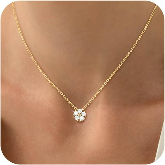 Gold/Silver Necklace for Women, Dainty 14K Gold/Sterling Silver Plated ...