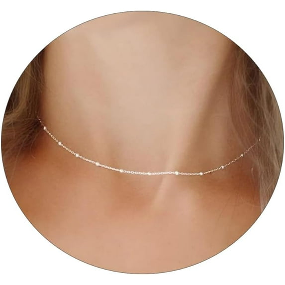 Gold/Silver Plated Choker Necklace for Women,Dainty Paperclip Thin ...