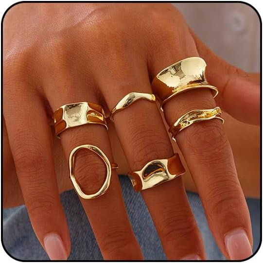 Gold & Silver Rings for Women - Dainty Stackable Thin Rings, Bold Thick ...