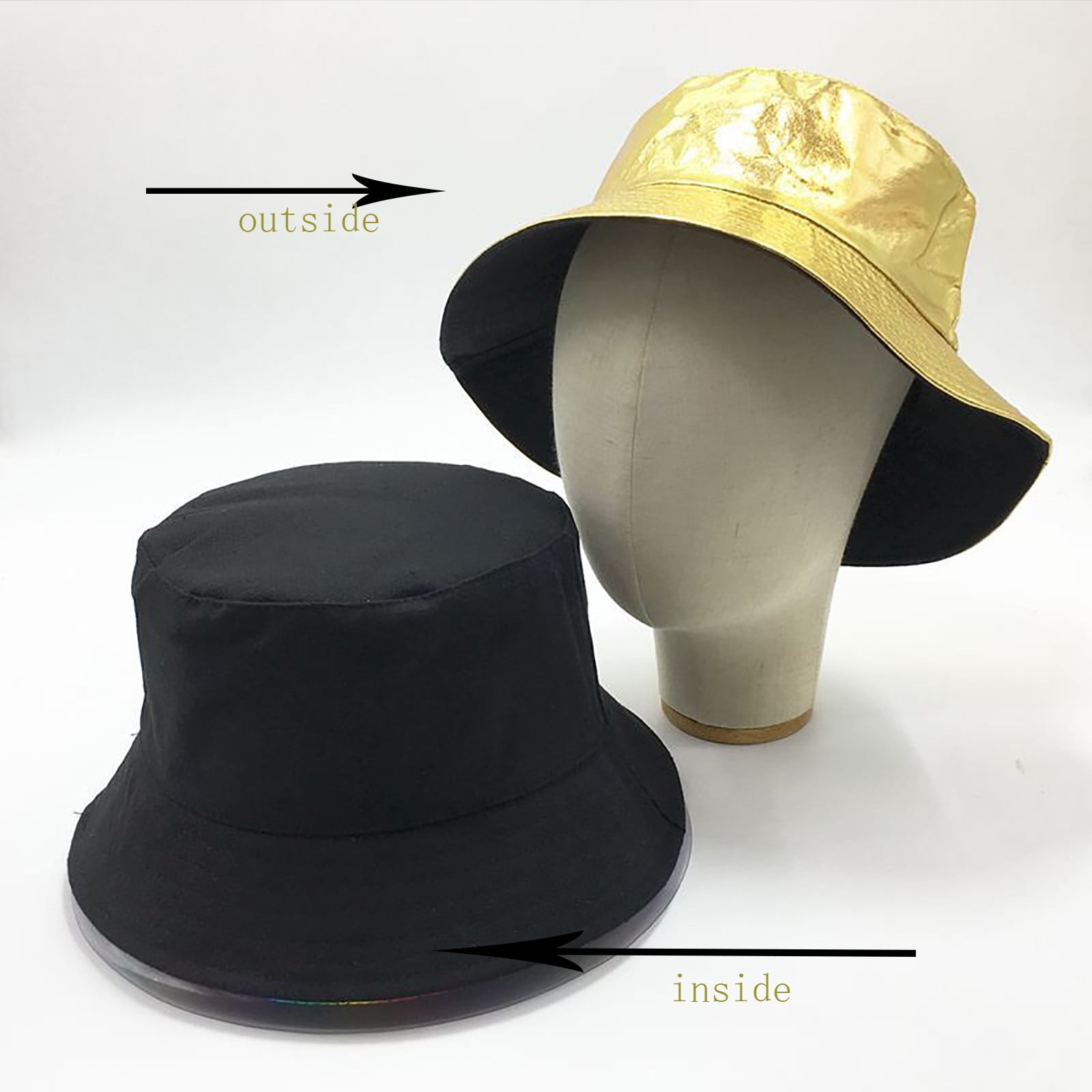 Gold Silver On Both Sides Wearing Fisherman Hat Party Sunscreen Hat ...