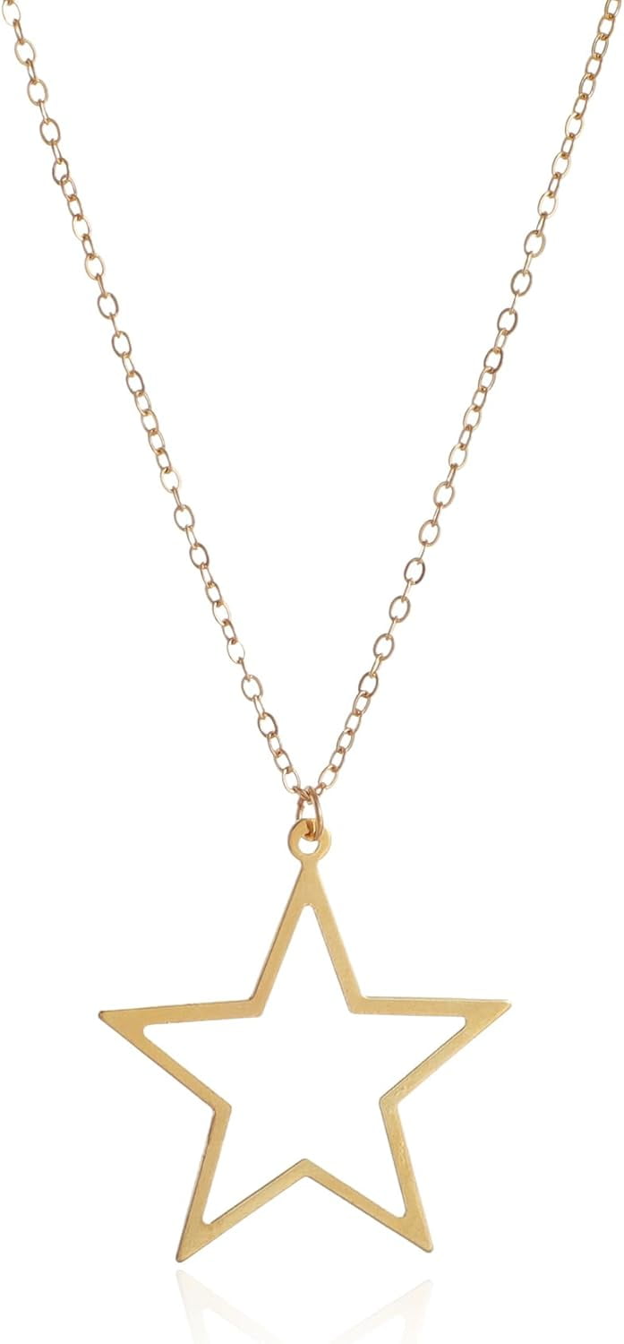 Gold Silver Star Necklace Simple Hollow Star Pendant Necklace Metal ...