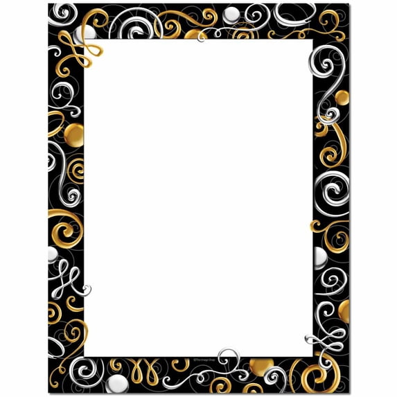 Gold & Silver Swirls Letterhead Laser & Inkjet Printer Paper, 25 Sheets ...