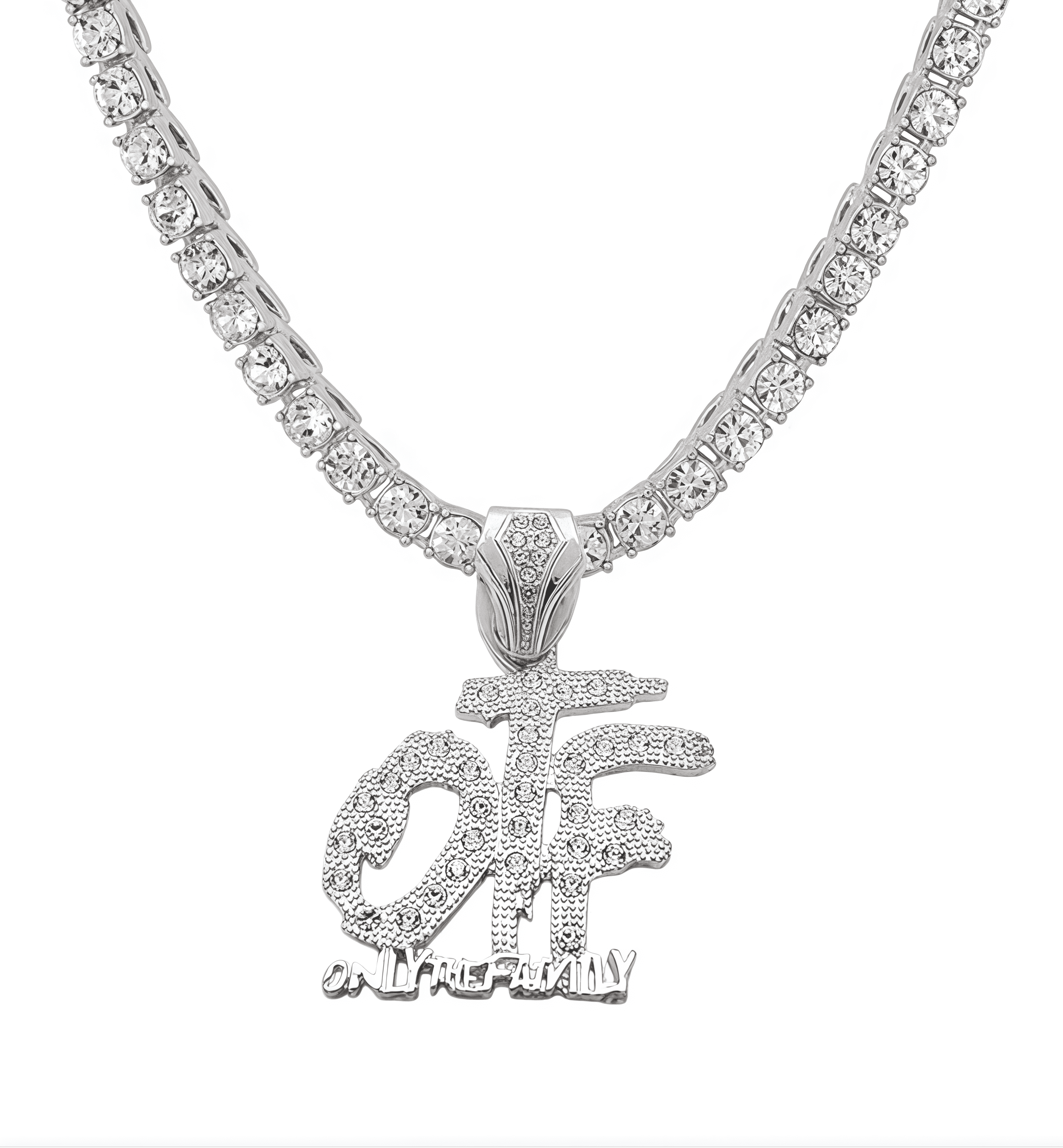 Gold Silver Tennis Chain hip-hop OTF Necklace for Men Women, Rhinestone ...