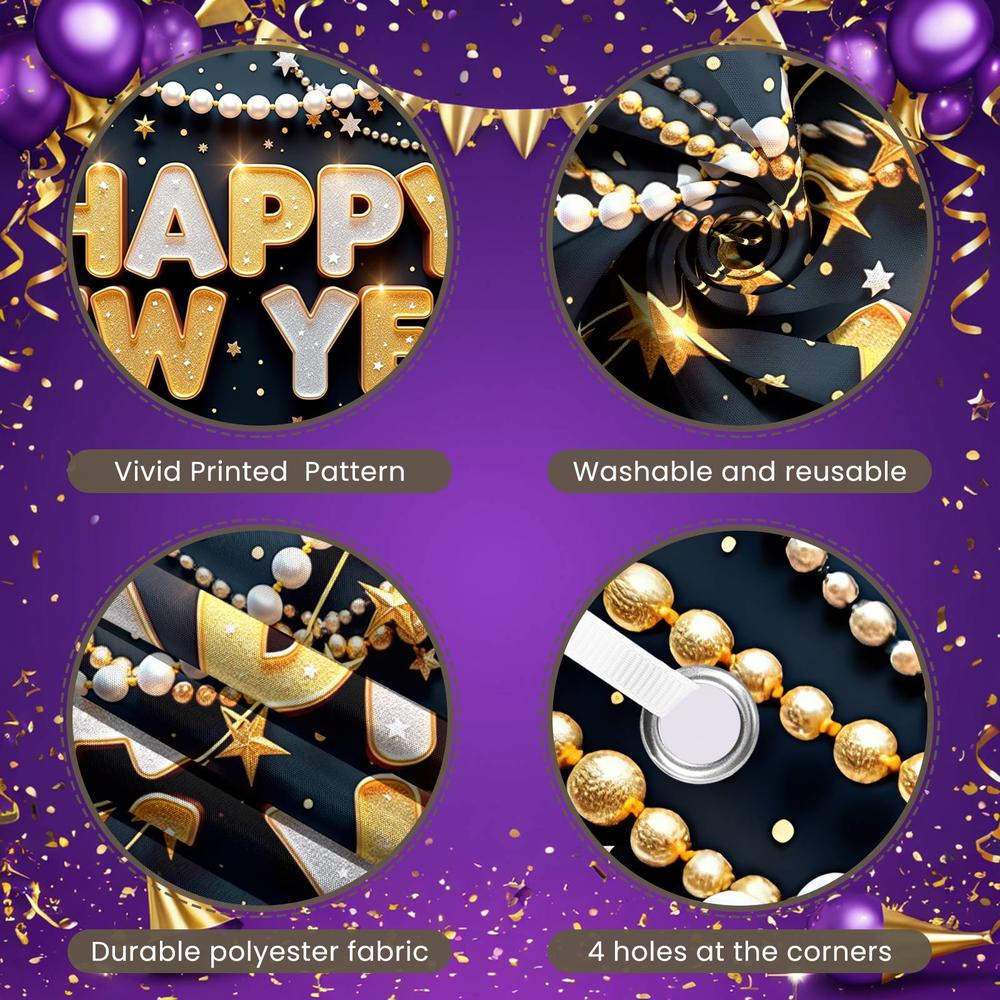 Gold Silver Theme Happy New Year Banner Sparkling Design New Year ...