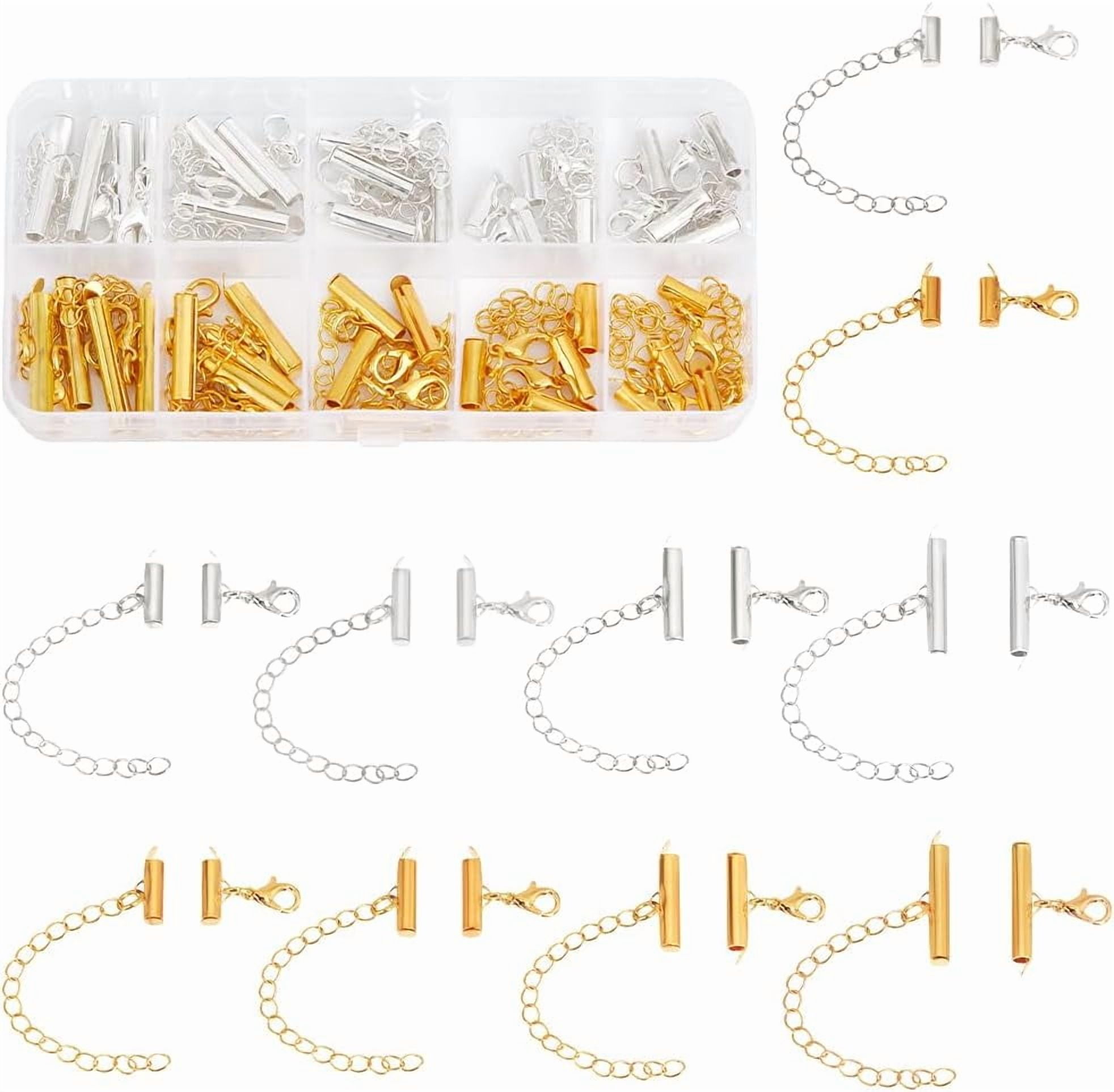 Gold Silver Tube Slider End Caps 40pcs Multylayers Connector Clasp 10 ...