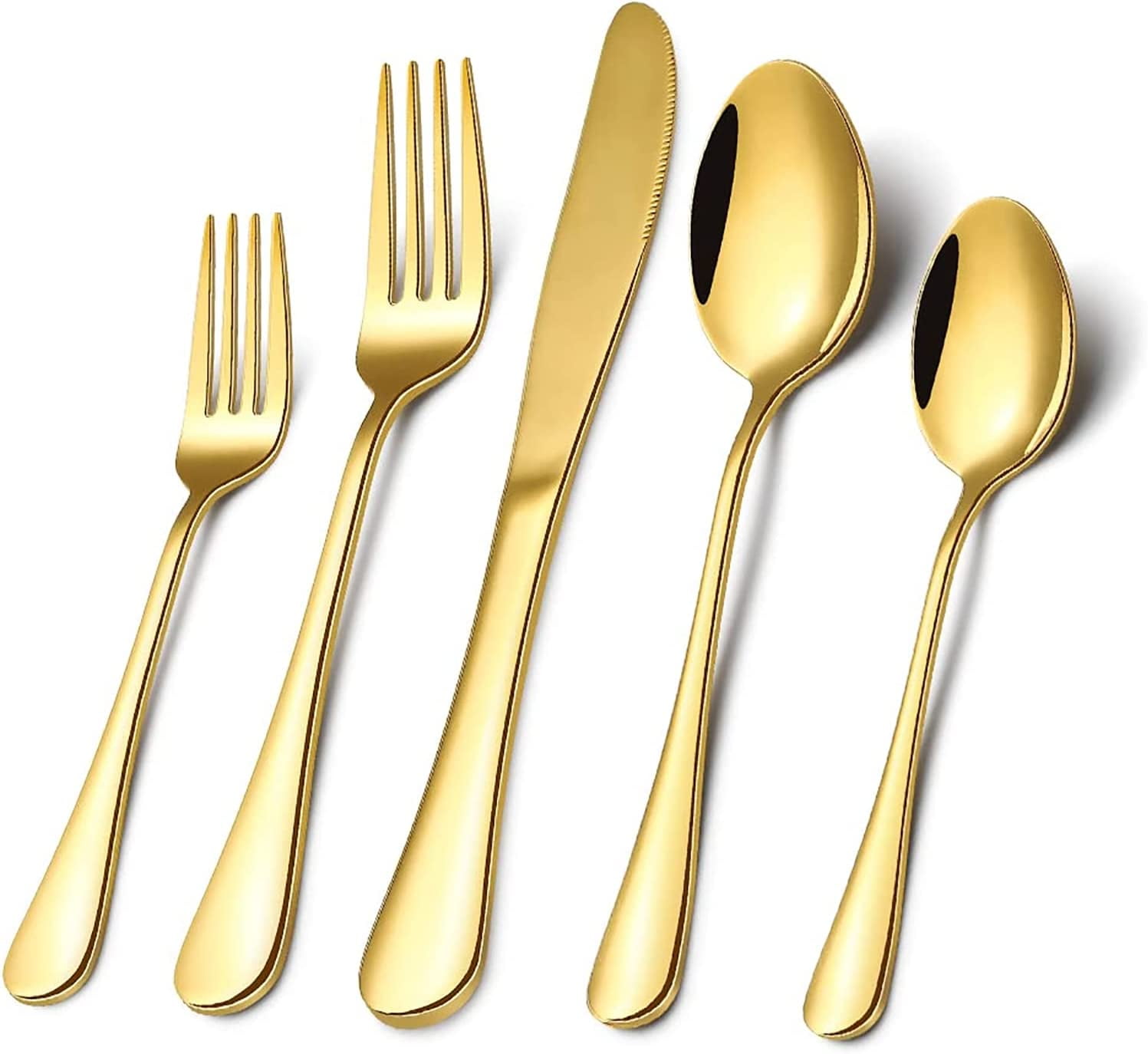 Gold Silverware Flatware Set for 8, 40 Piece Stainless Steel Cutlery ...
