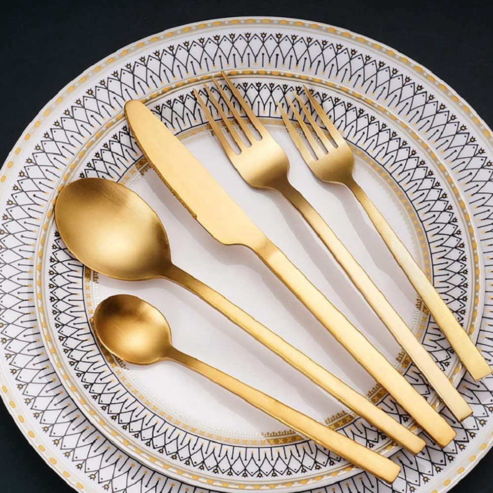 Gold Silverware Set for 10 Durable Stainless Steel Flatware Set 50 ...