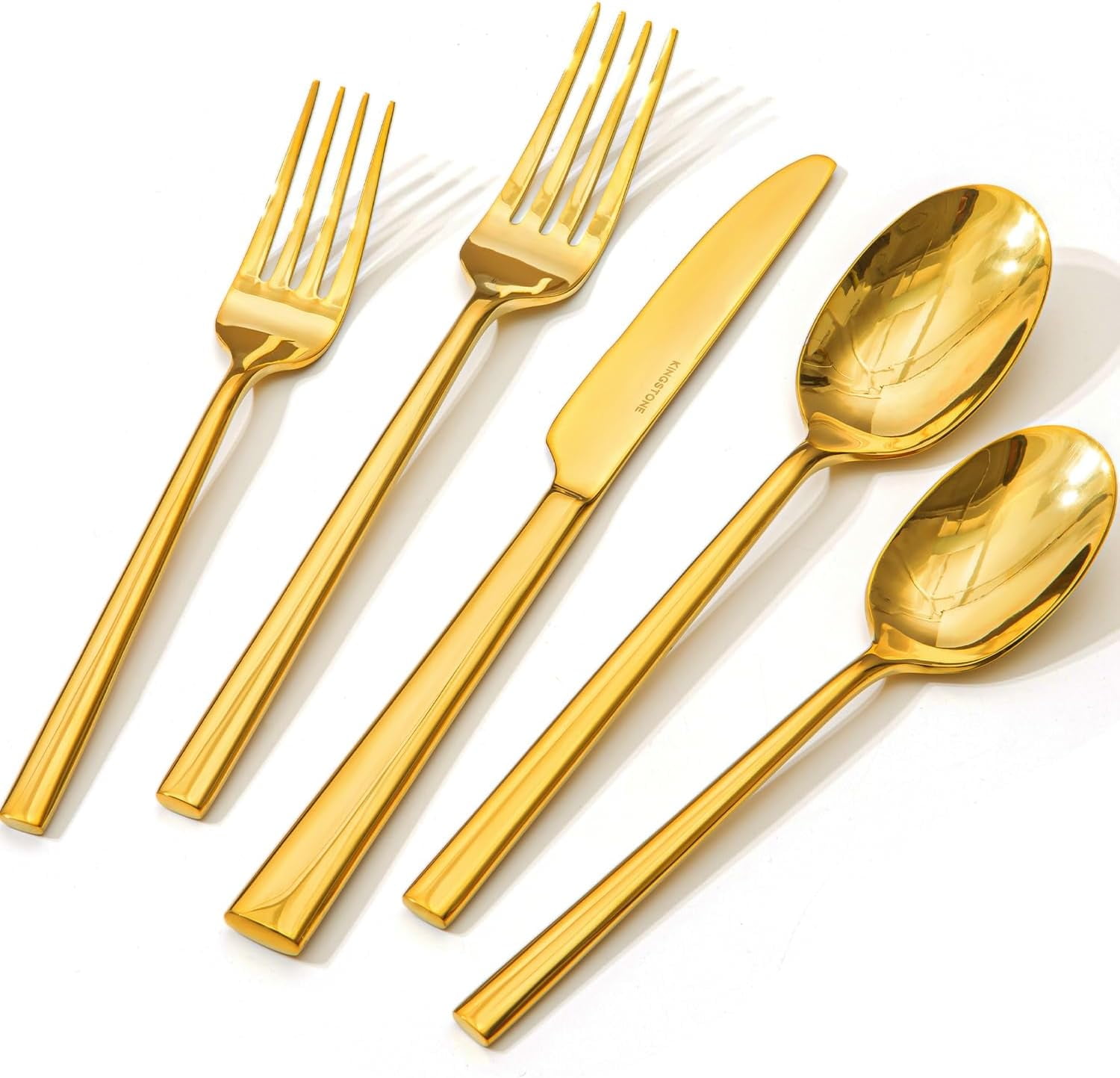 Gold Silverware Set, 20-Piece Forged Flatware Set Cutlery Set Premium ...