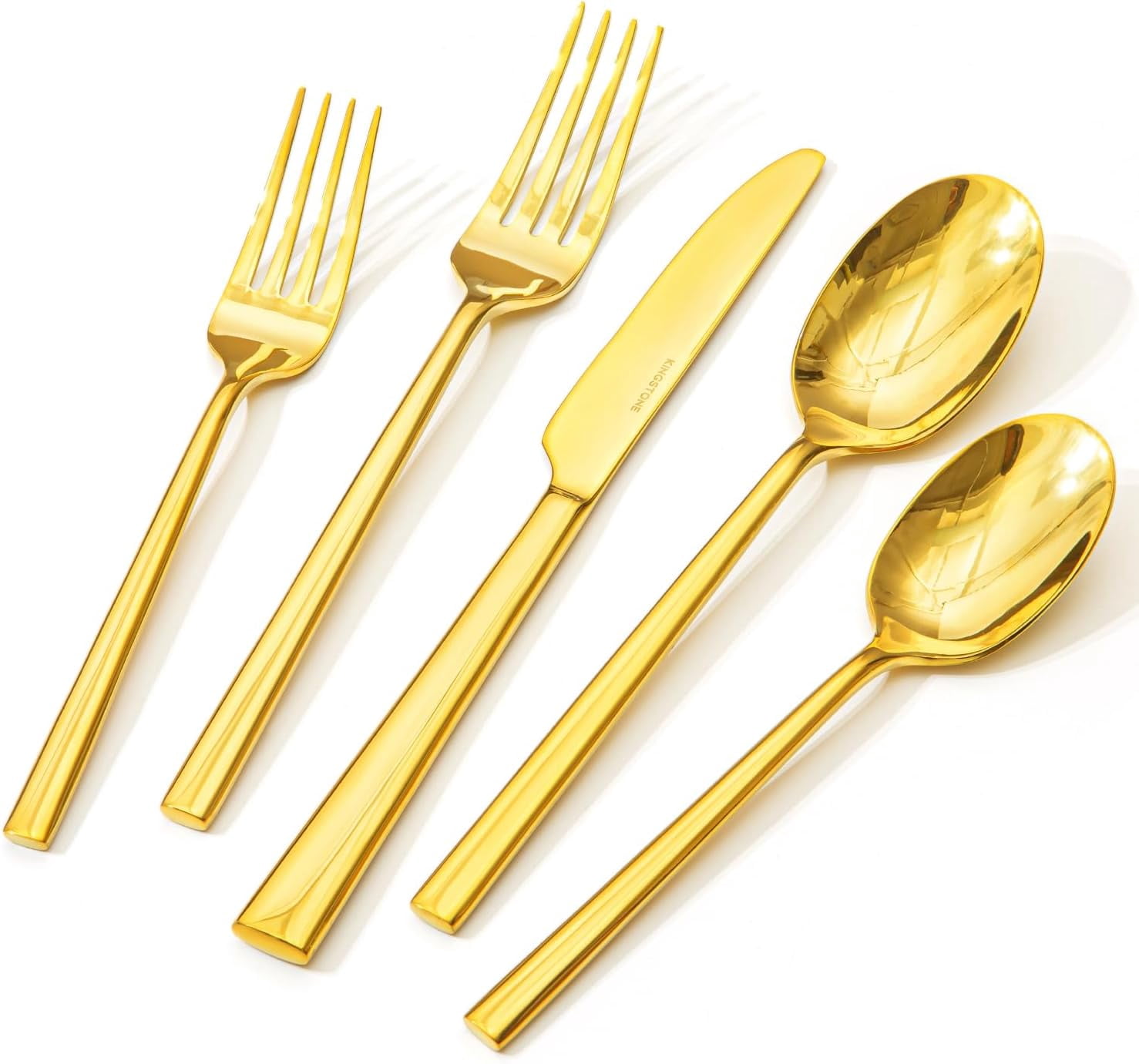 Gold Silverware Set, 20-Piece Forged Flatware Set Cutlery Set Premium ...