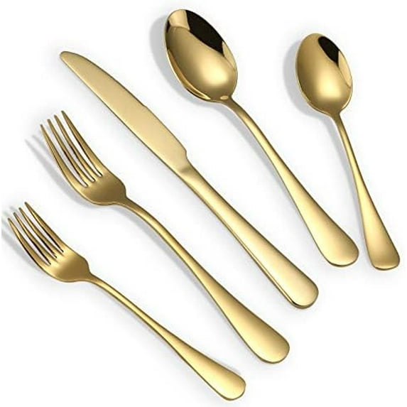 Gold Silverware Set, 20 Piece Golden Cutlery Set Service for 4 ...