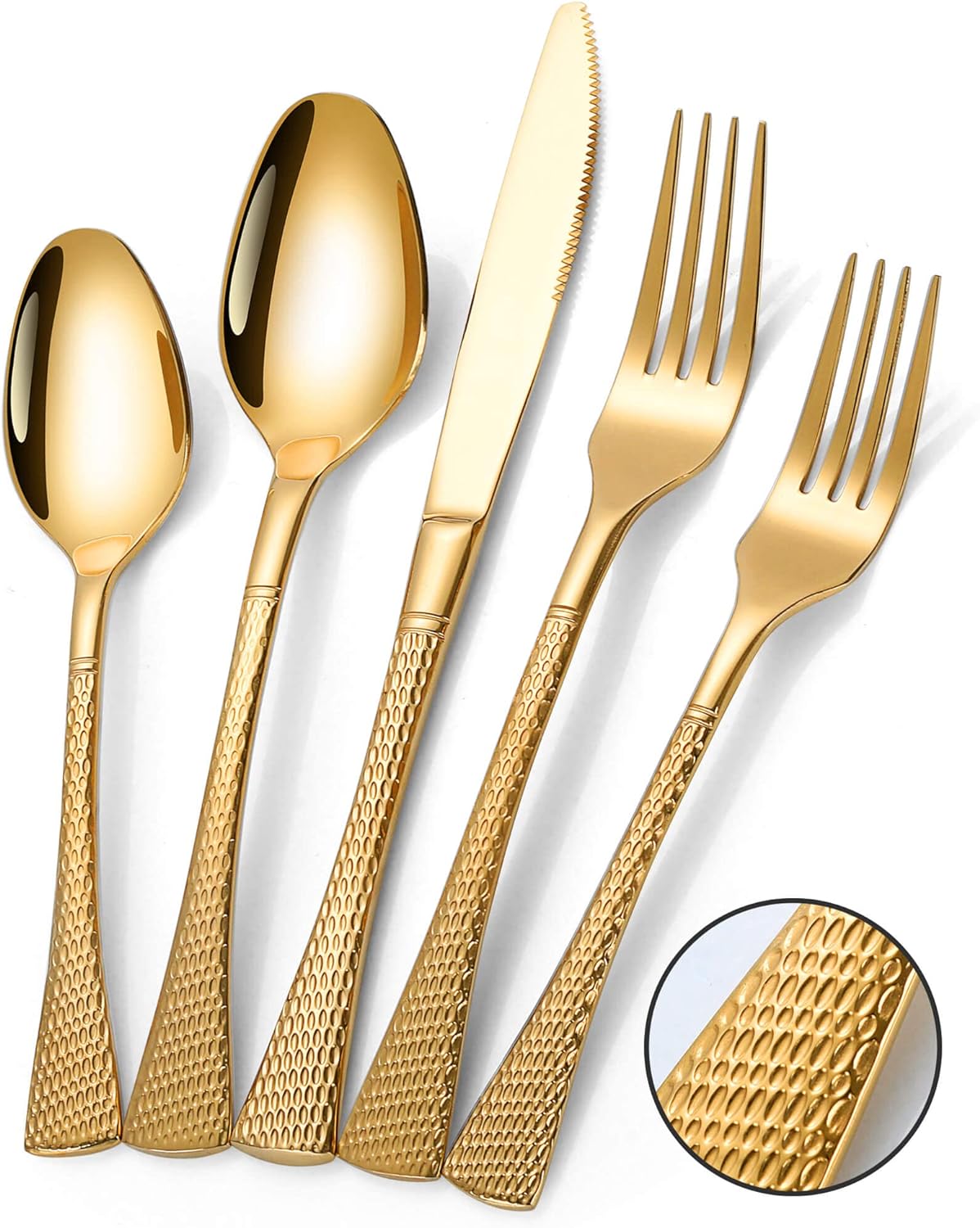 Gold Silverware Set,20 Piece Modern Flatware Set Service for 4,Mirror ...