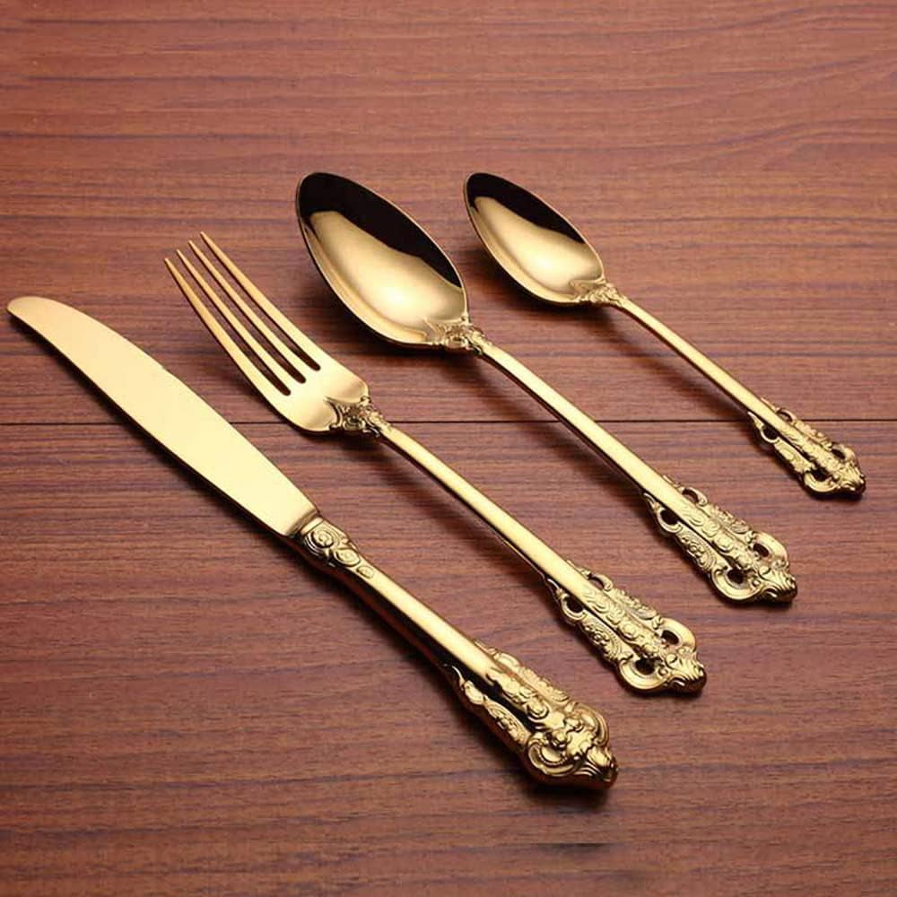 Gold Silverware Set 24 Piece 18/10 Stainless Steel Flatware Set for 6 ...