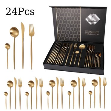 ReaNea Fancy 40-Piece Gold Silverware Set, Heavy-Duty Stainless Steel ...