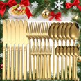 Gold Silverware Set,30-Piece Golden Forks and Spoons Set Mirror ...