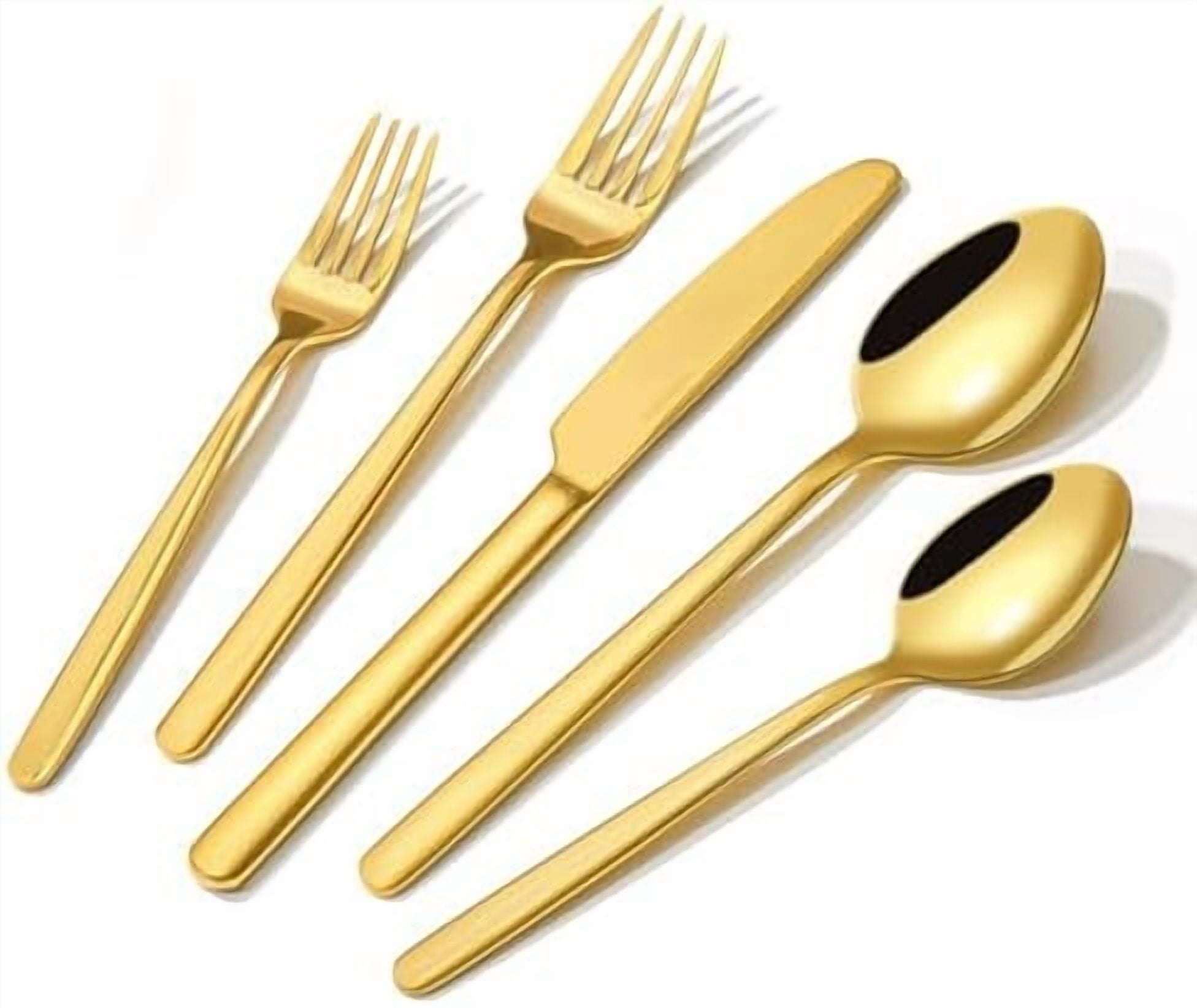 Gold Silverware Set, 40 Piece Flatware Cutlery Set for 8, 18/10 ...