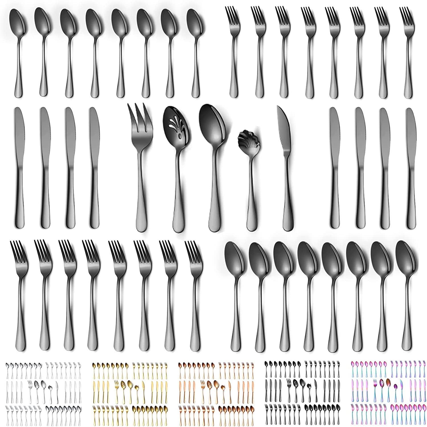 Gold Silverware Set 45 Pieces Service for 8,Titanium Golden Plating ...